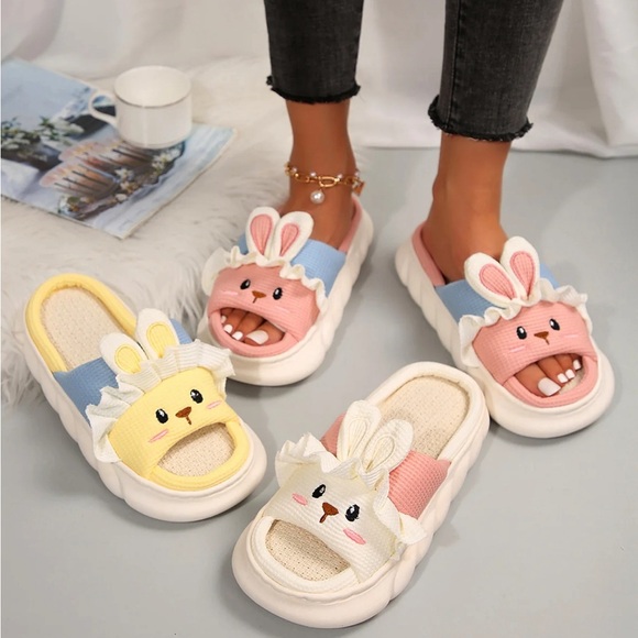 The Real Clean Company | Shoes | Bunny Open Toe Memory Foam Comfy Slippers Flat Sandals Indoor ...